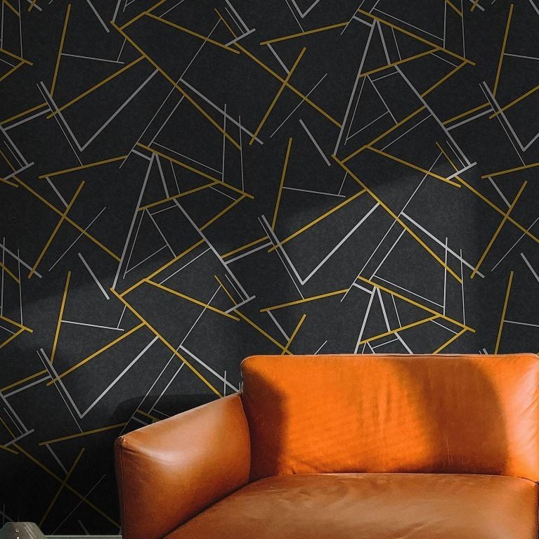 Durable Black Gold Pvc Geometric Sticker Wallpaper 8m x 45cm | Shopee ...