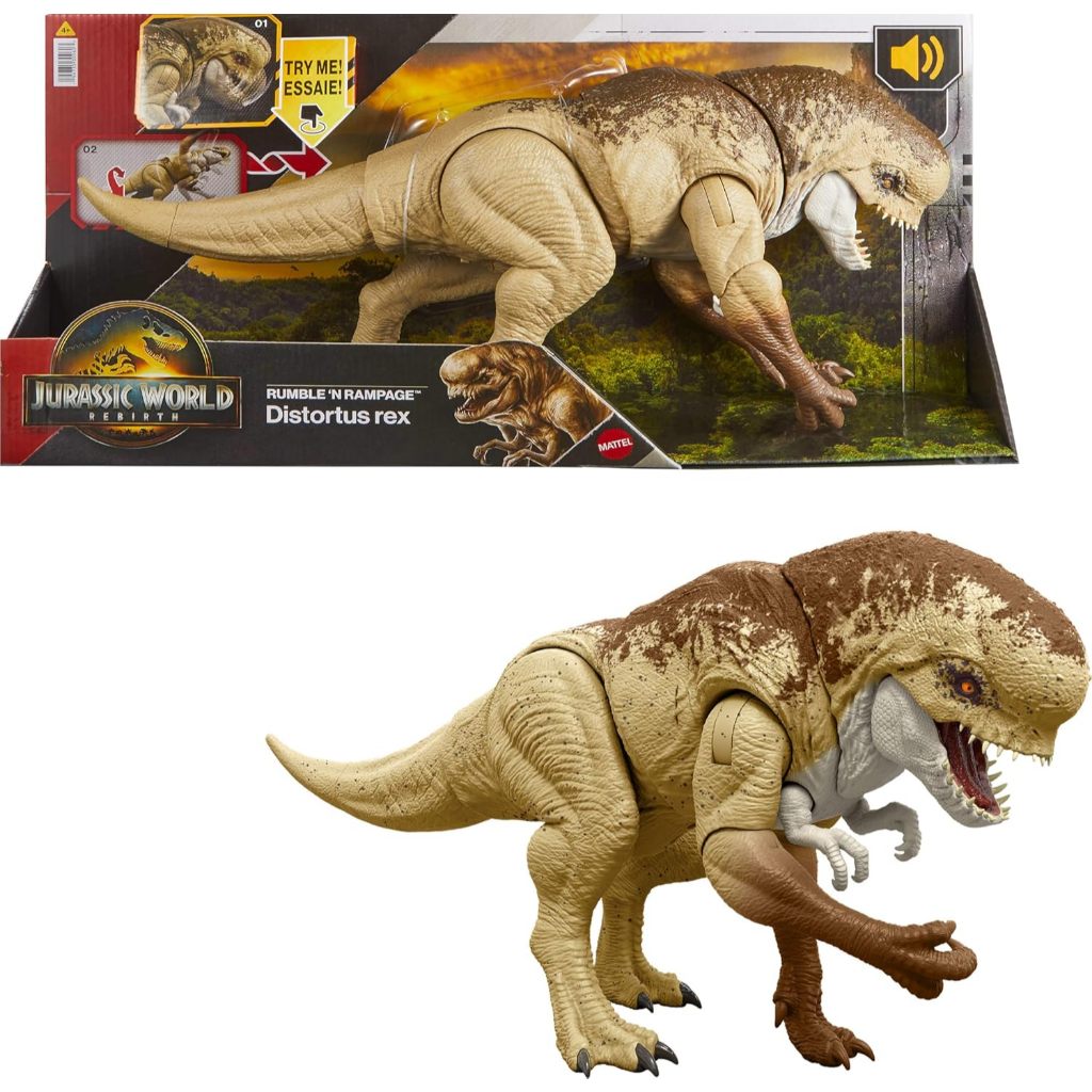 Mattel Jurassic World Rebirth Distortion Rex Rumble N Rampage Dinosaur ...