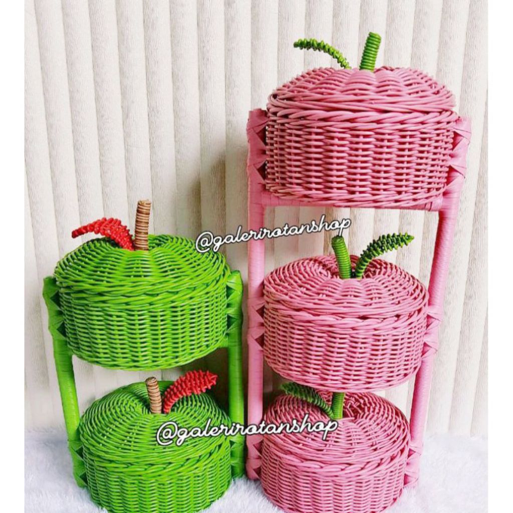 Aesthetic rattan onion rack and Aesthetic rattan kitchen spice rack, 2 ...