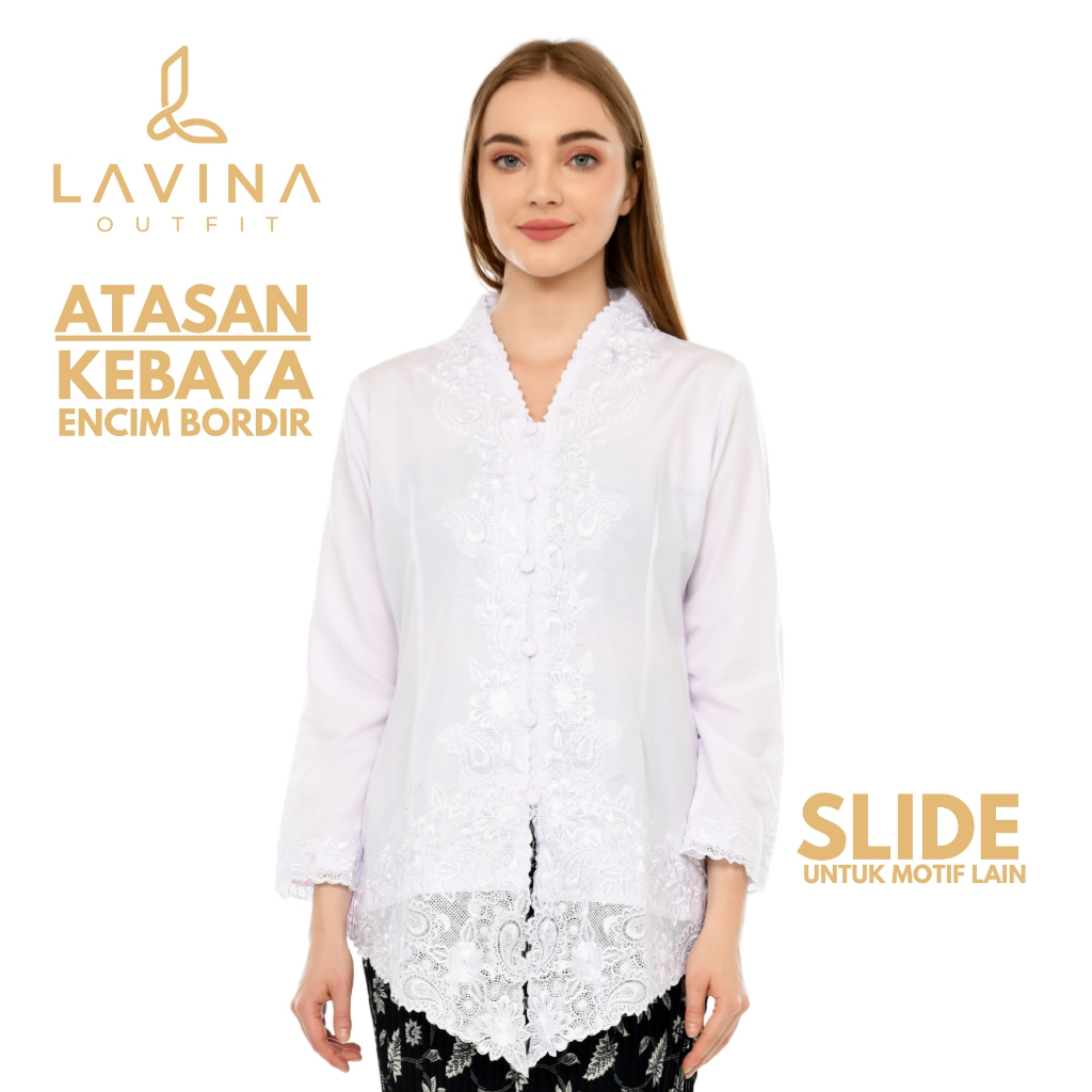 Lavina - Modern Embroidered Encim Kebaya, Traditional Betawi Batik ...