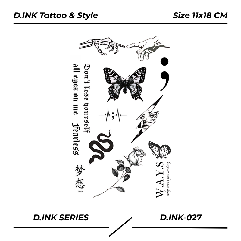PREMIUM DINK-027 Long-Lasting Fruit Ink Temporary Tattoo Size 11x18 CM ...