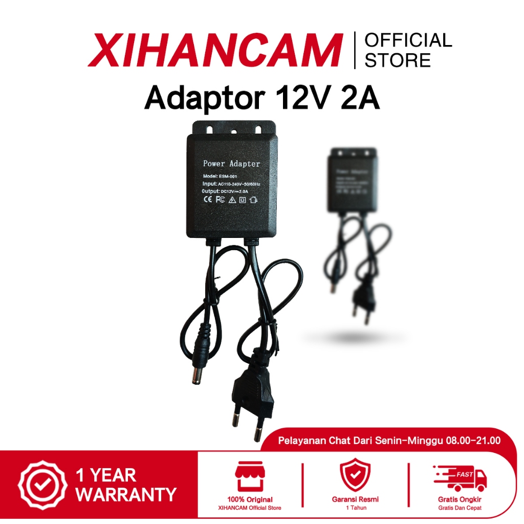 CCTV Camera Power AdapterXIHANCAM DC 12V 2A Power Supply Charger ...