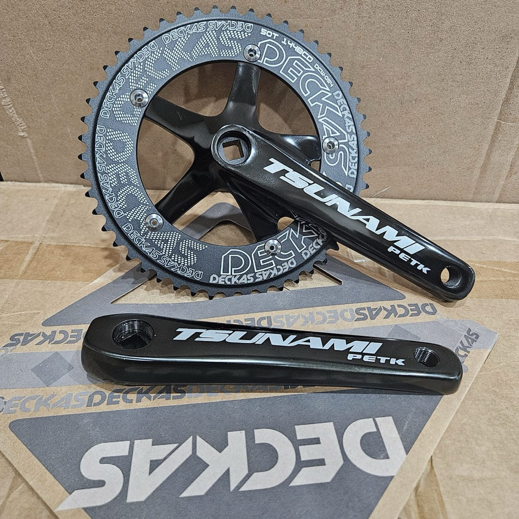 Crankset BB Box Tsunami PETK BCD144 Chainring DECKAS 50T Full Black ...
