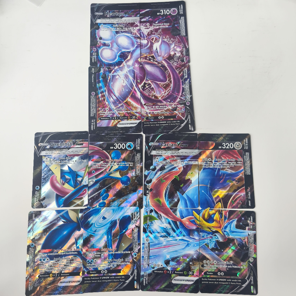Complete Set V Union Pokemon TCG Indonesia - Mewtwo, Greninja, Zacian V ...