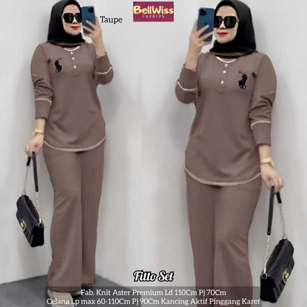 FITTO SET BY BELLWISS WOMEN'S SET, TOP AND PANTS, KNIT ASTER MATERIAL ...
