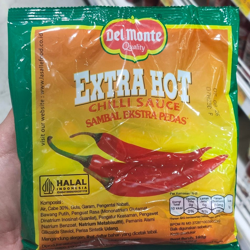 Sambal Sachet DEL MONTE Extra Spicy Extra Hot Chili Sauce [1 carton ...