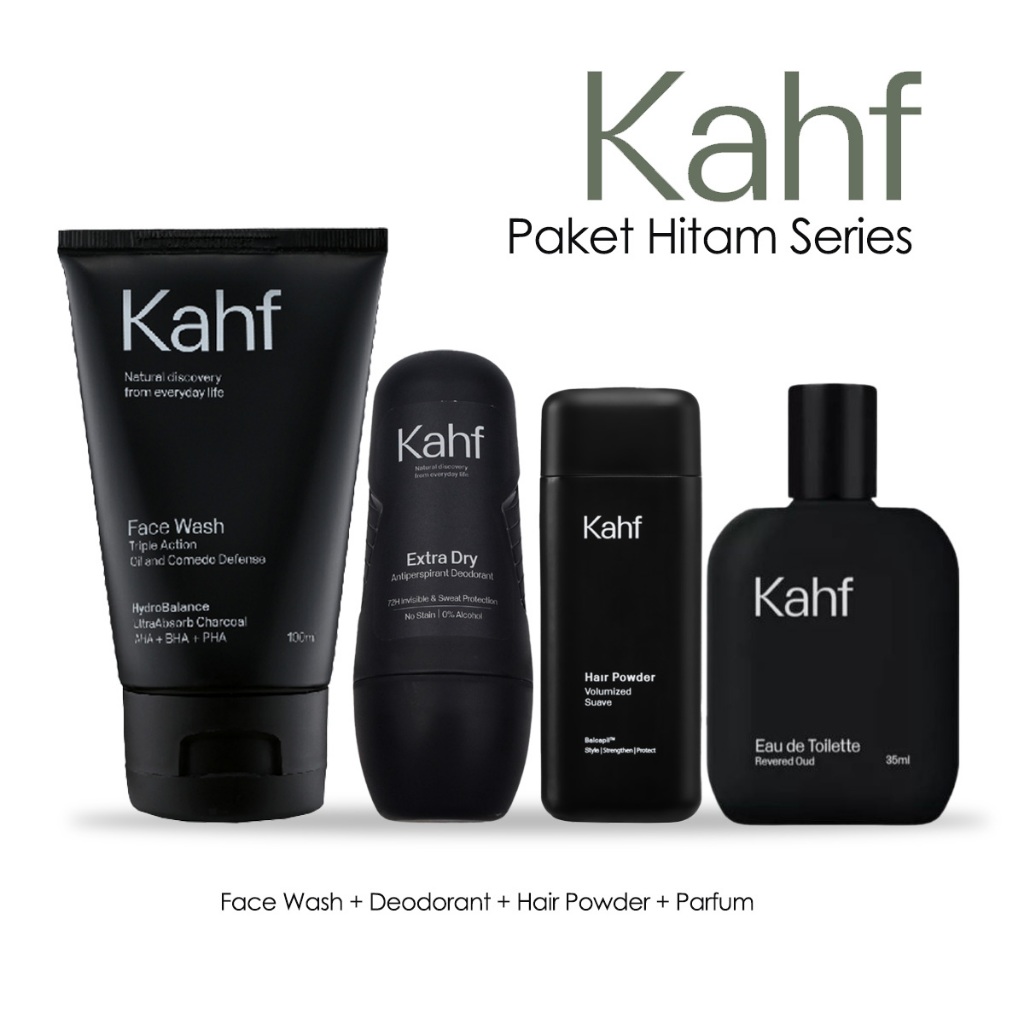 Paket Kahf Series Hitam/ Coklat 4 pcs ( Face wash + Hair Powder + Eau ...