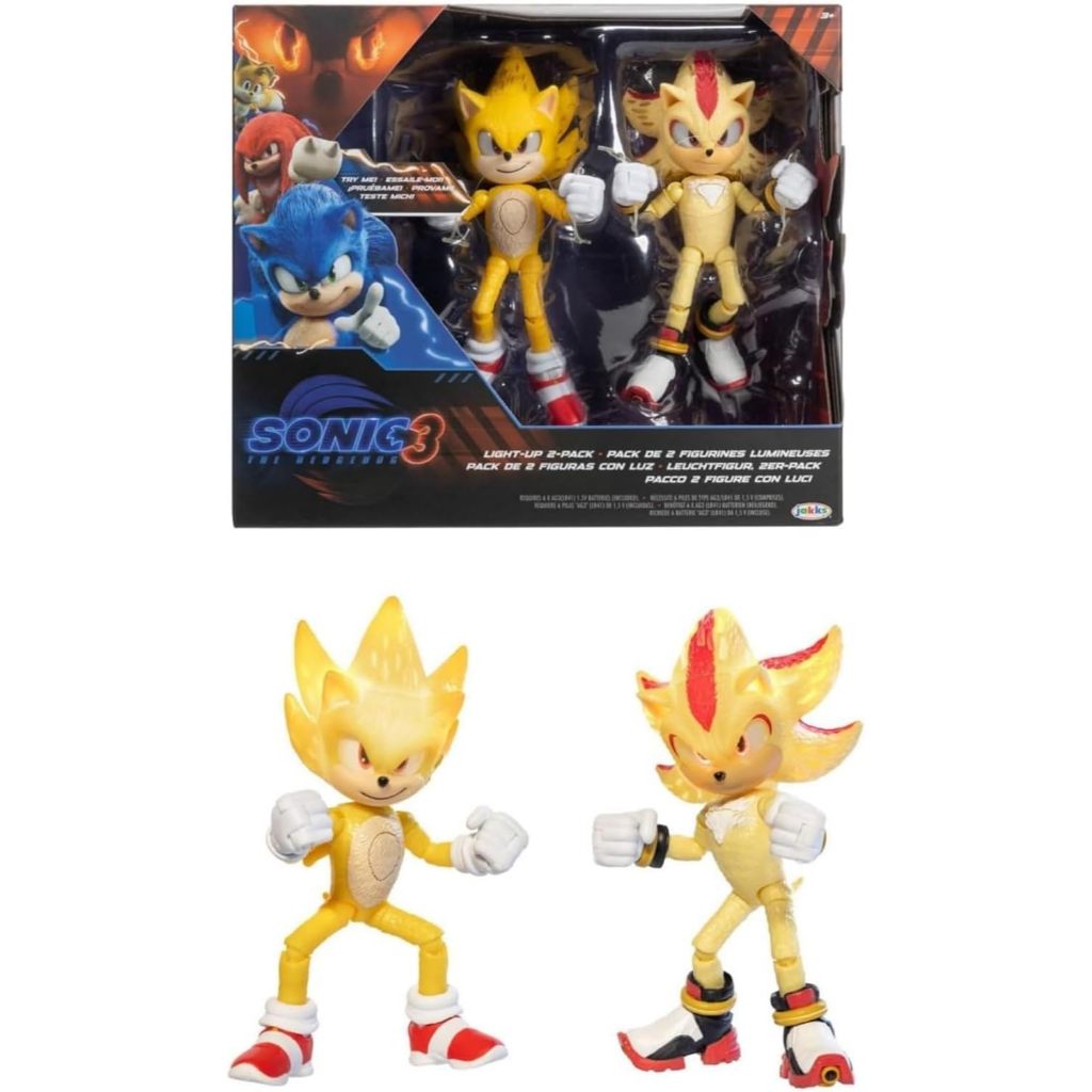 JAKKS Pacific Sonic The Hedgehog Light Up Super Sonic & Super Shadow ...