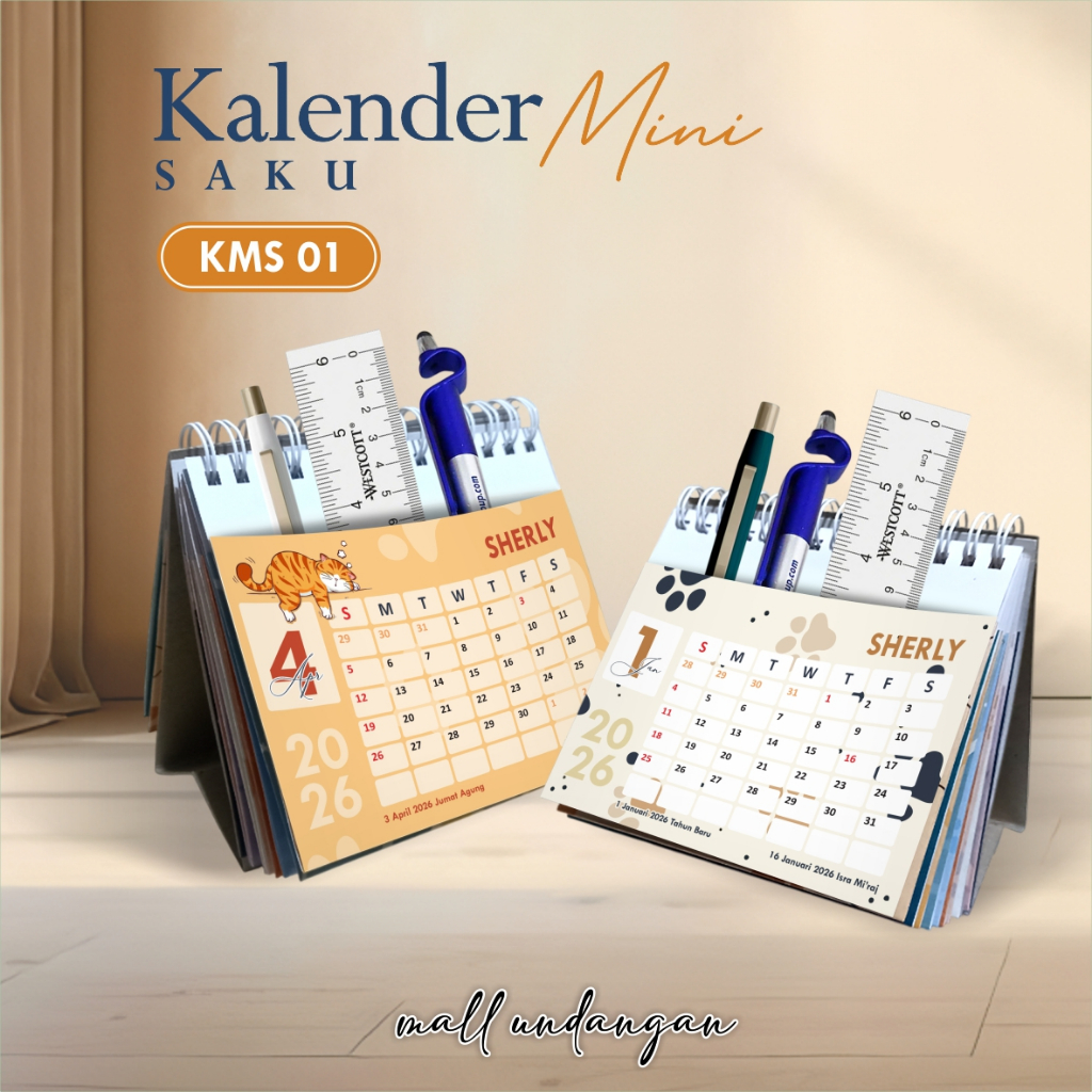 AESTHETIC DESK CALENDAR 2026 - MINI POCKET SITTING CALENDAR - SPIRAL ...