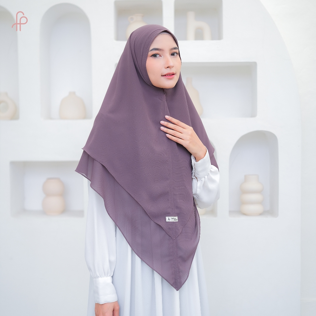FASHION POP38 - Khimar V Basic 2 Layer Non Pet Instant Syari Hijab ...