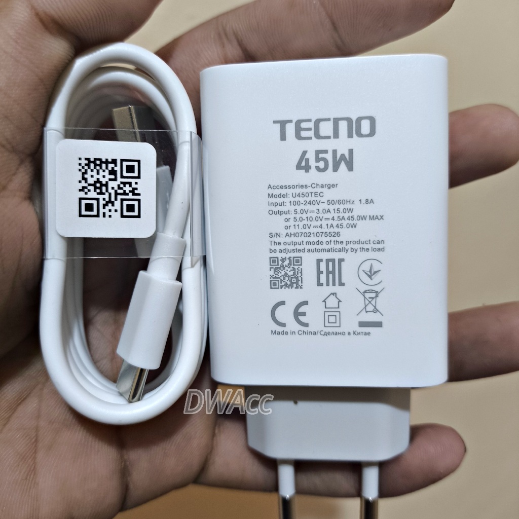 Tecno Pova 7 Charger - Camon 40 . Original 100% Fastcharging 45W ...