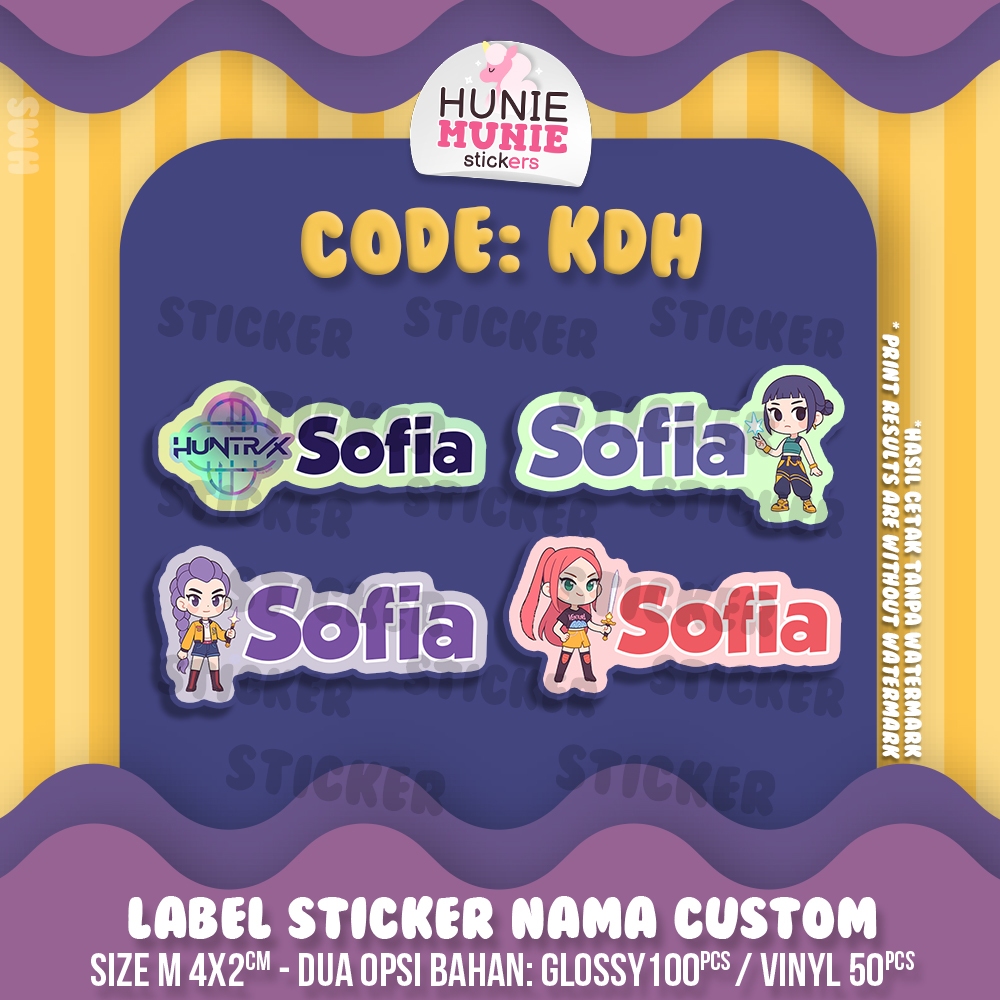 Custom Name Label Stickers - Kpop Demon Hunter (100pcs) Hunie Munie ...