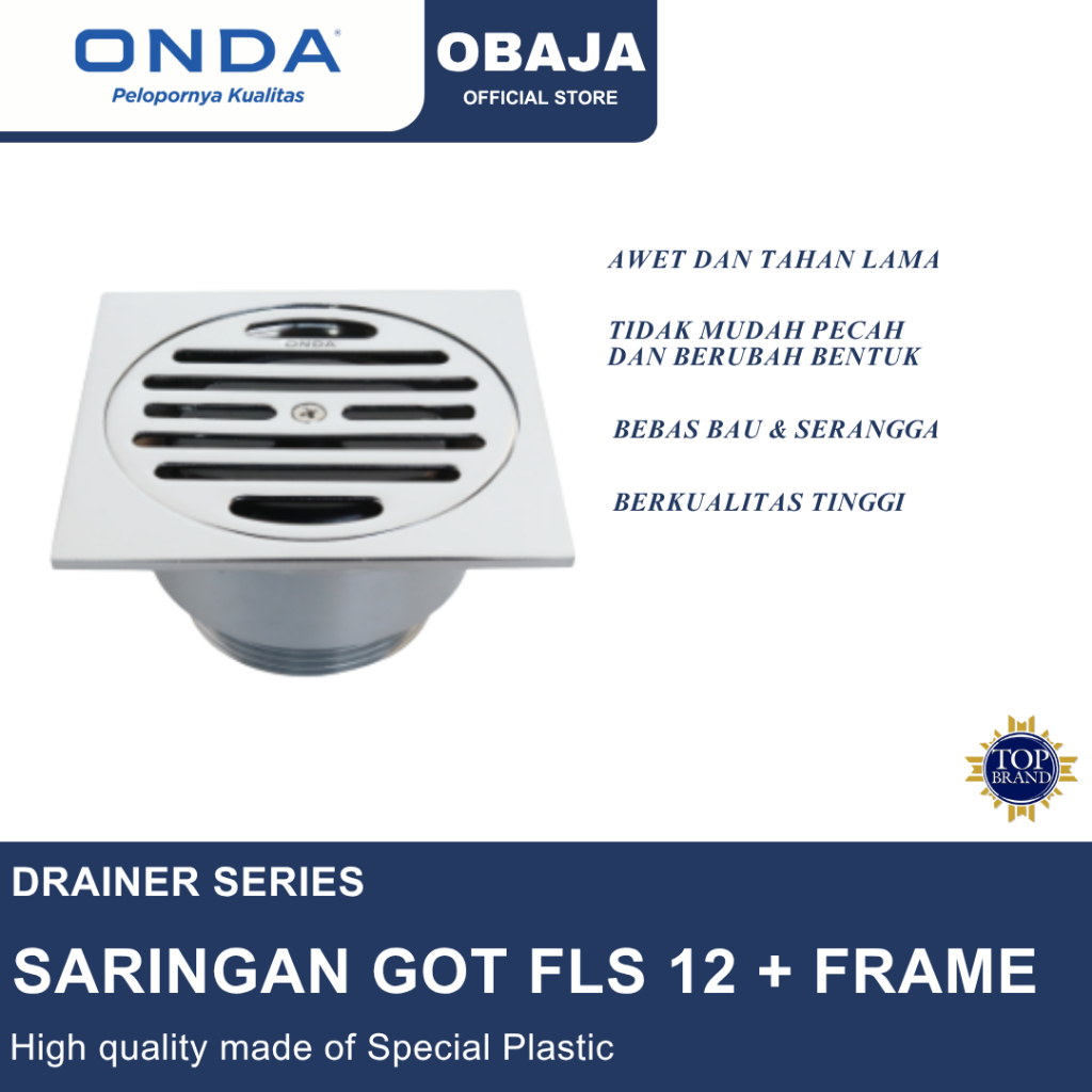 Onda FLS 12 Drain Strainer + Onda Frame FLS 12 Floor Drainer/ + 2 Inch ...
