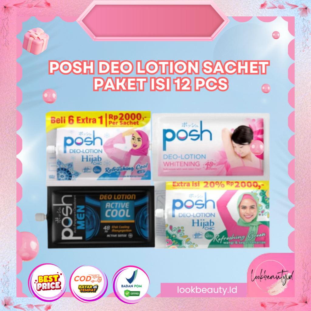 [ PACKAGE CONTENTS 12 ] POSH DEO LOTION SACHET 11gr PACK OF 12 SACHETS ...