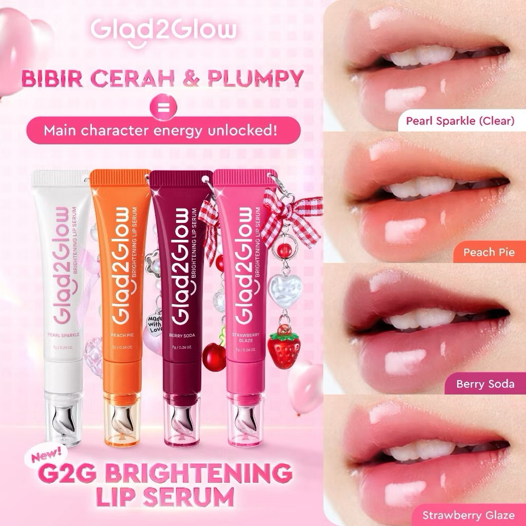 ) Glad2Glow BRIGHTENING LIP SERUM 7g Brightens Moisturizes and adds color 3in1 liptint lipstick ...