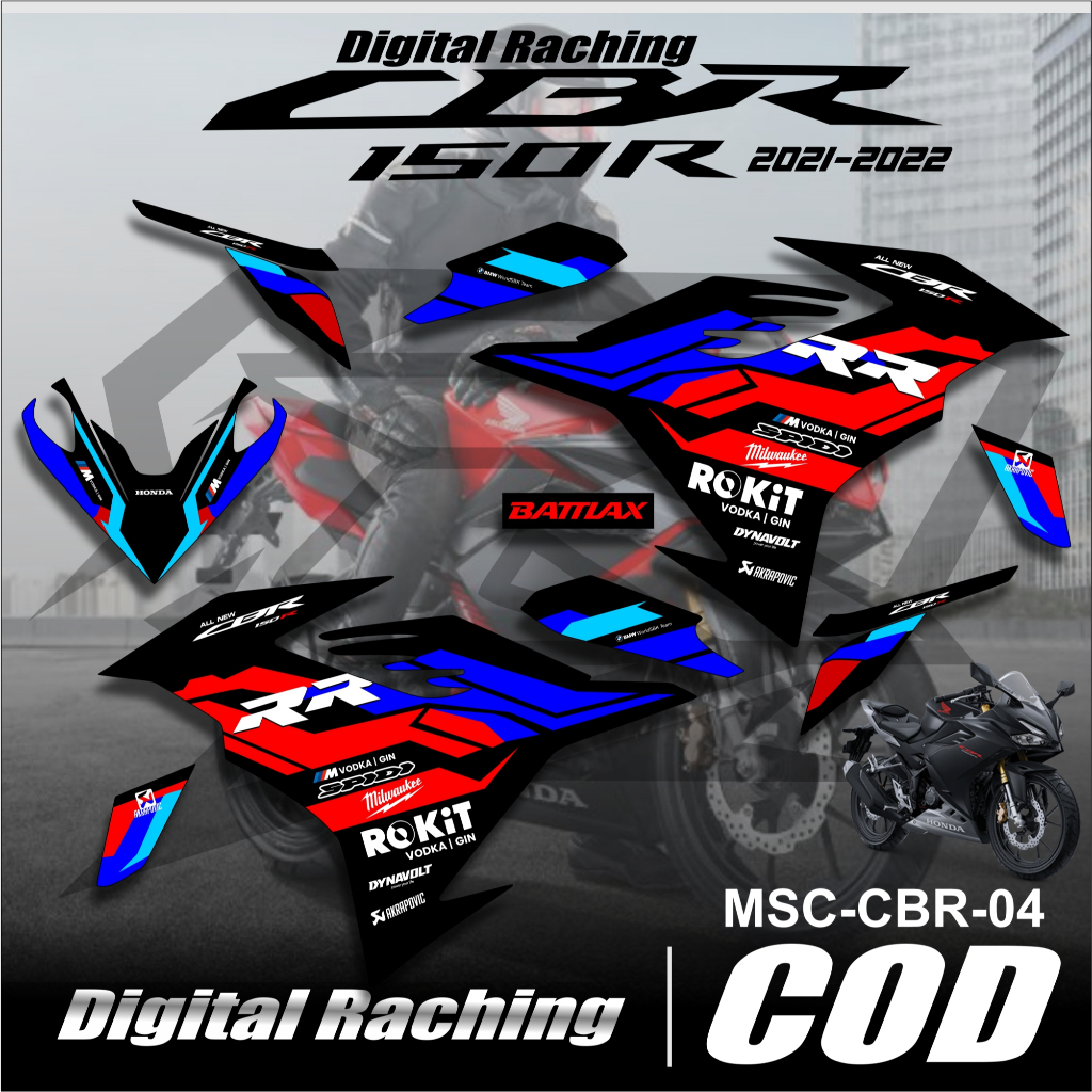 STICKER CBR 150R NEW K45R BMW TRI COLOR ROKIT / STRIPING CBR 150R 2021 ...
