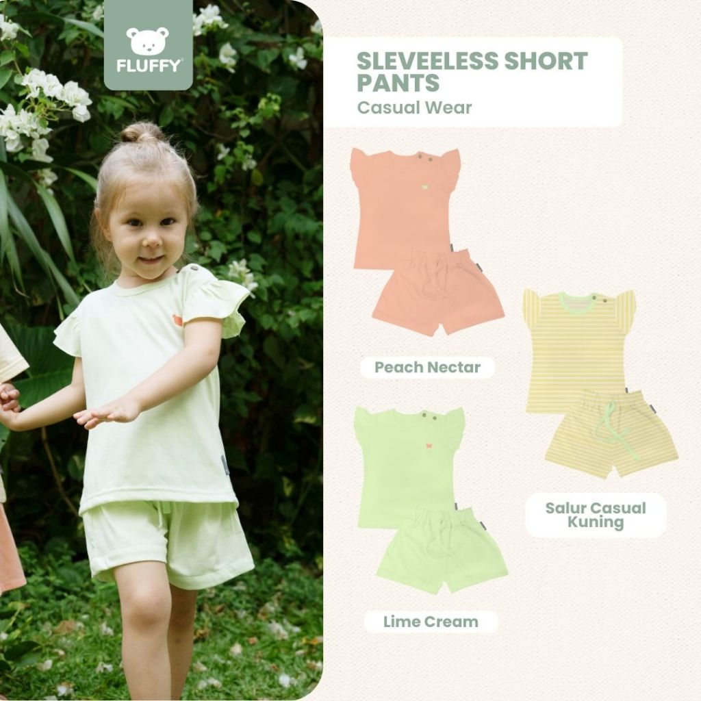 FLUFFY - Girls' Set 3 Months to 3 Years - Sleeveless Ruffle Short Pants ...