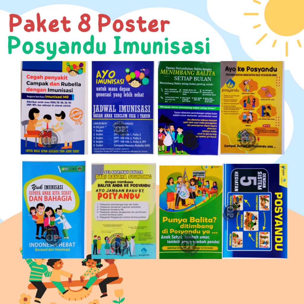 Package of 8 Posyandu Posters - Immunization Posters - Posyandu Cards - Health | Shopee Malaysia
