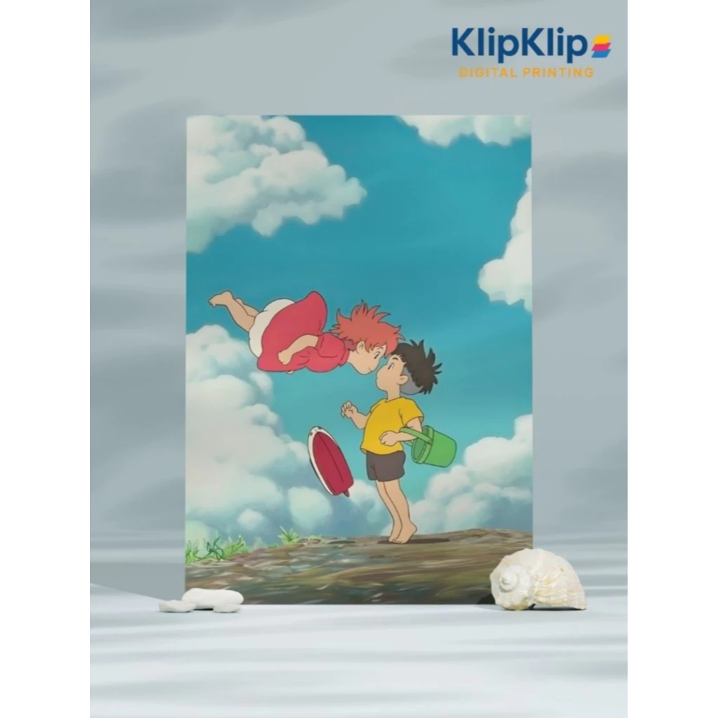 Ponyo Studio Ghibli Anime Poster 20x30 cm Glossy with Aesthetic Wooden ...