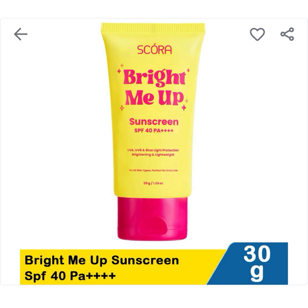 SCORA BRIGHT ME UP SUNSCREEN 30GRAM SPF 40 PA++ SCORA SS SCORA ...