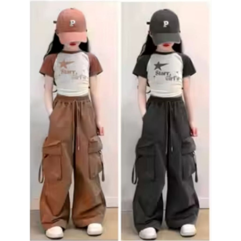 One set of girls' cargo pants for udia 1-12 years old, choose color ...