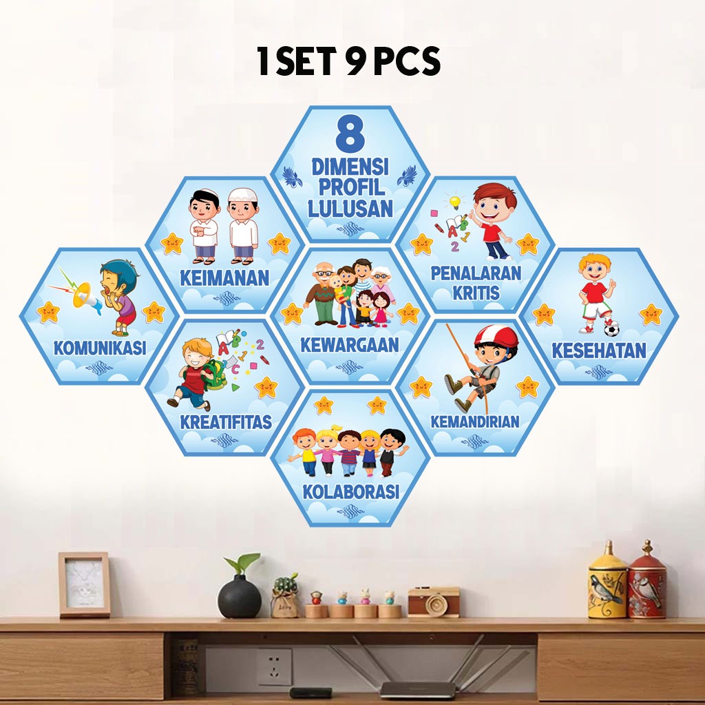 1 Set of 9 Hexagonal Classroom Decorations 8 Profiles Aesthetic Pass ...