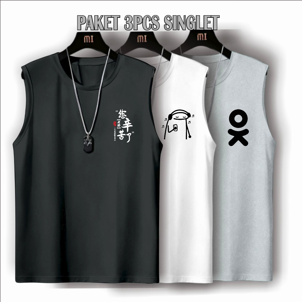SAVING PACKAGE Distro Singlet T-Shirt Package 3 pcs 50 thousand Casual ...