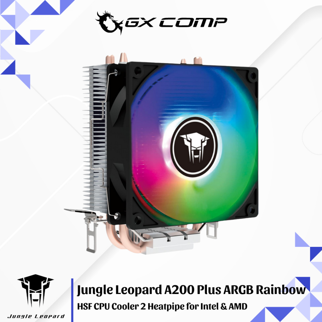 Jungle Leopard A200 Plus RGB Rainbow HSF CPU Cooler 2 Heatpipe for ...