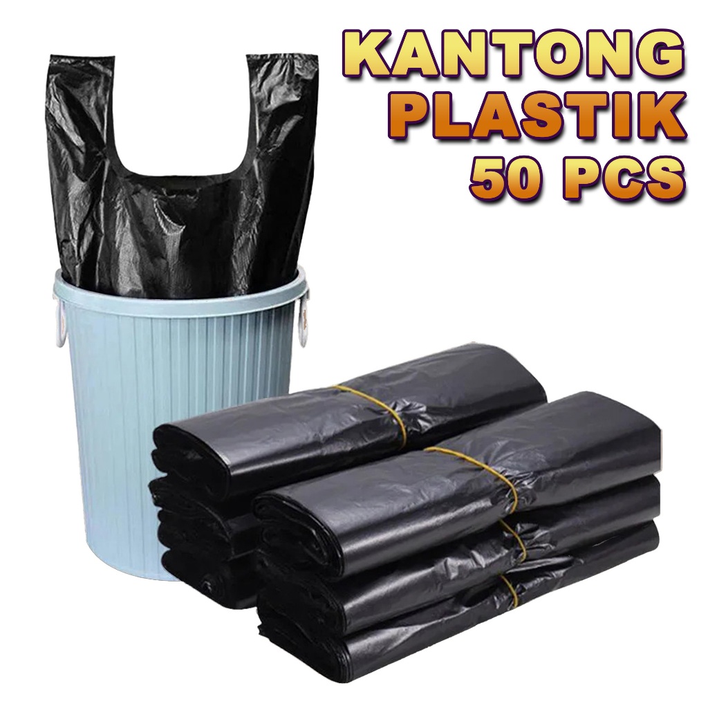Plastic Trash Bags 1 PACK contains 50 PCS Black Plastic Bags Latest ...