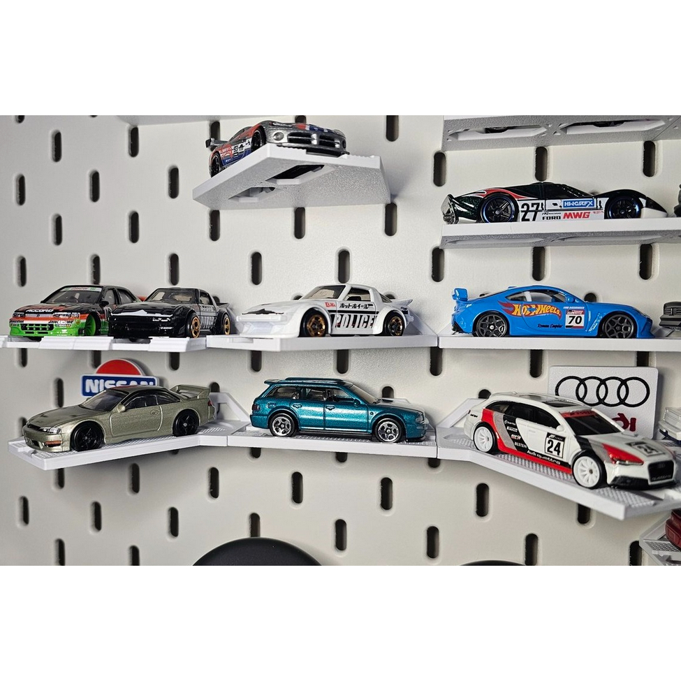 3D Print Hot Wheels Angled Display Left Right Pegboard Perforated Board ...