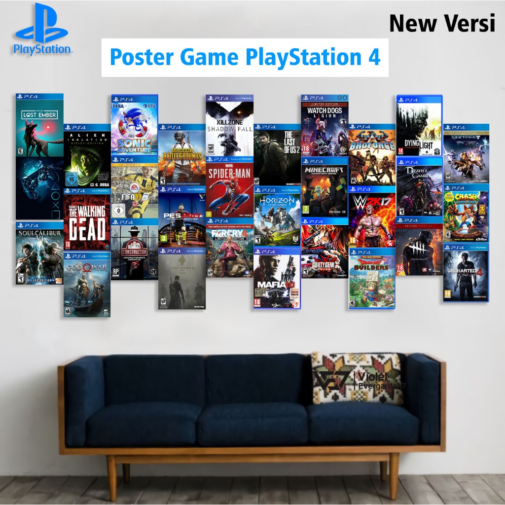 WALL DECOR WALL POSTER COVER PLAYSTATION 4 FREE STICKER/ AESTHETIC WALL ...