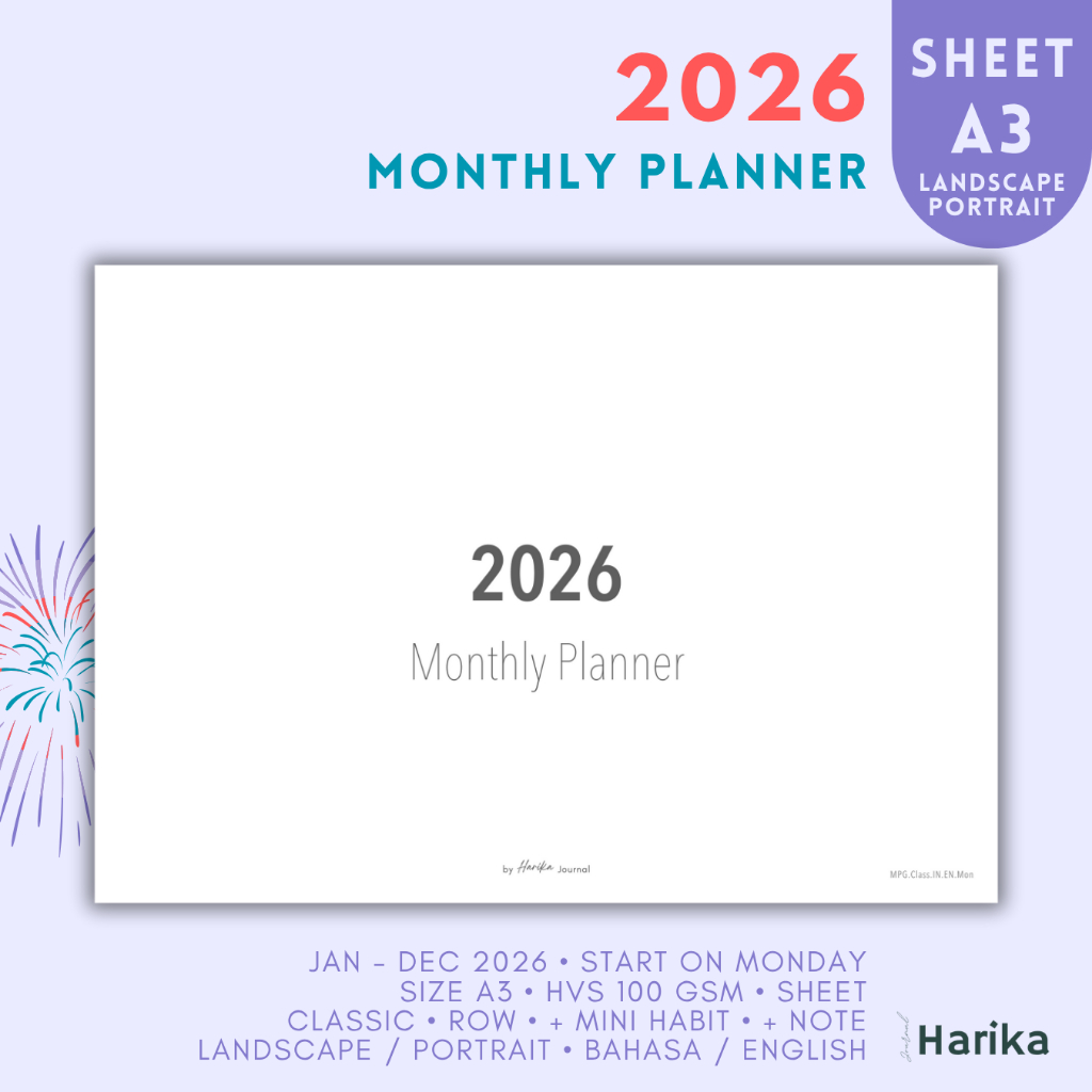 Monthly Planner 2026 | A3 | Sheet Calendar/ | Shopee Malaysia