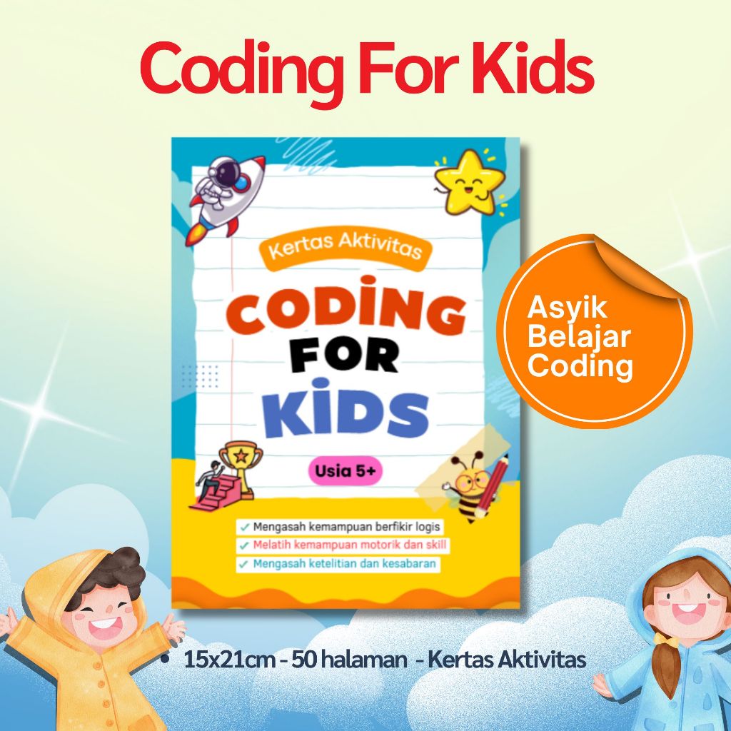50 sheets of coding activity paper for children/coding worksheet HVS A5/coding for kids/coding ...