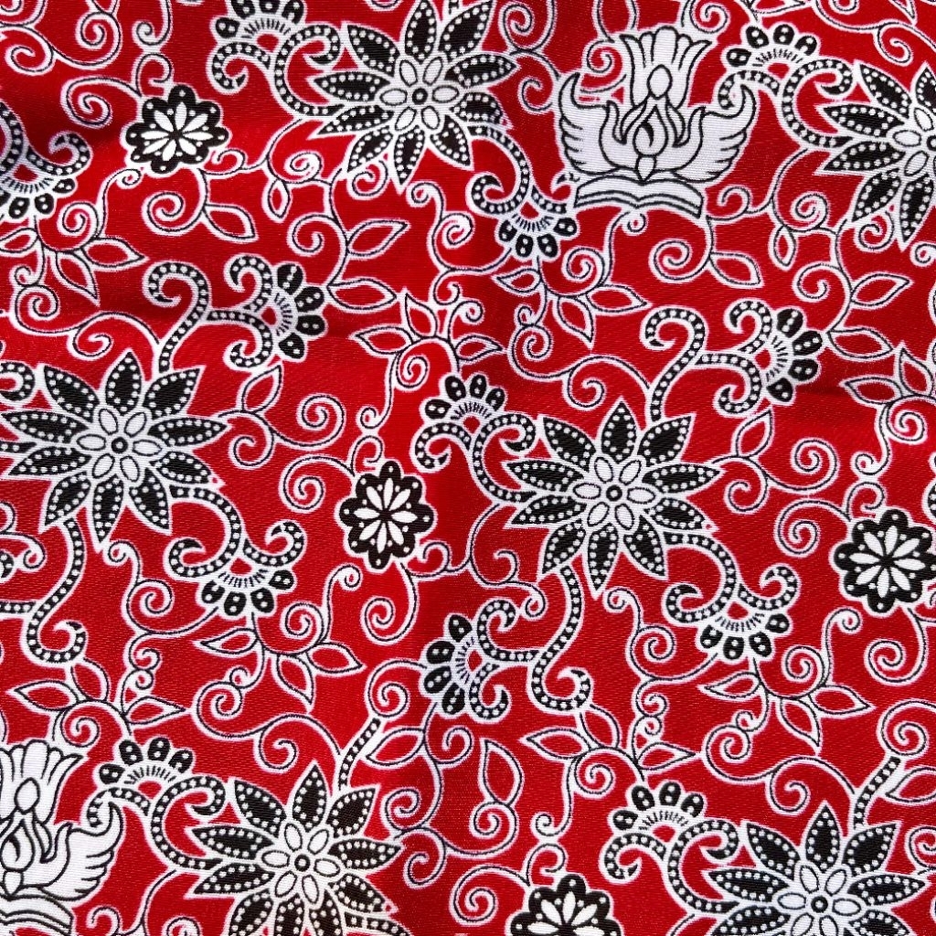 MERAH Red Batik with Rampe Floral Motif, Long Sleeves | Shopee Malaysia