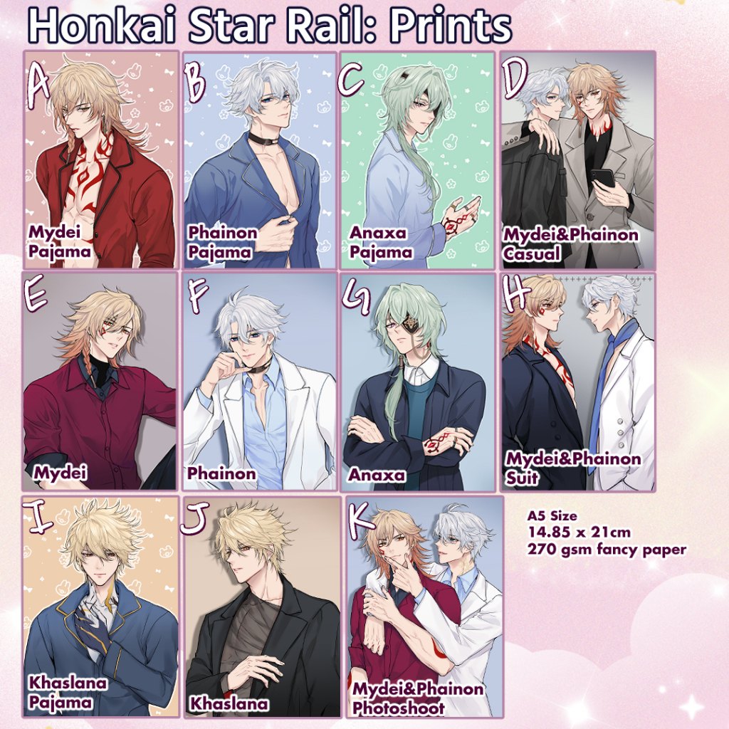 Honkai Star Rail Artprints Blade And Heng renheng Sunday Aventurine Dr ...