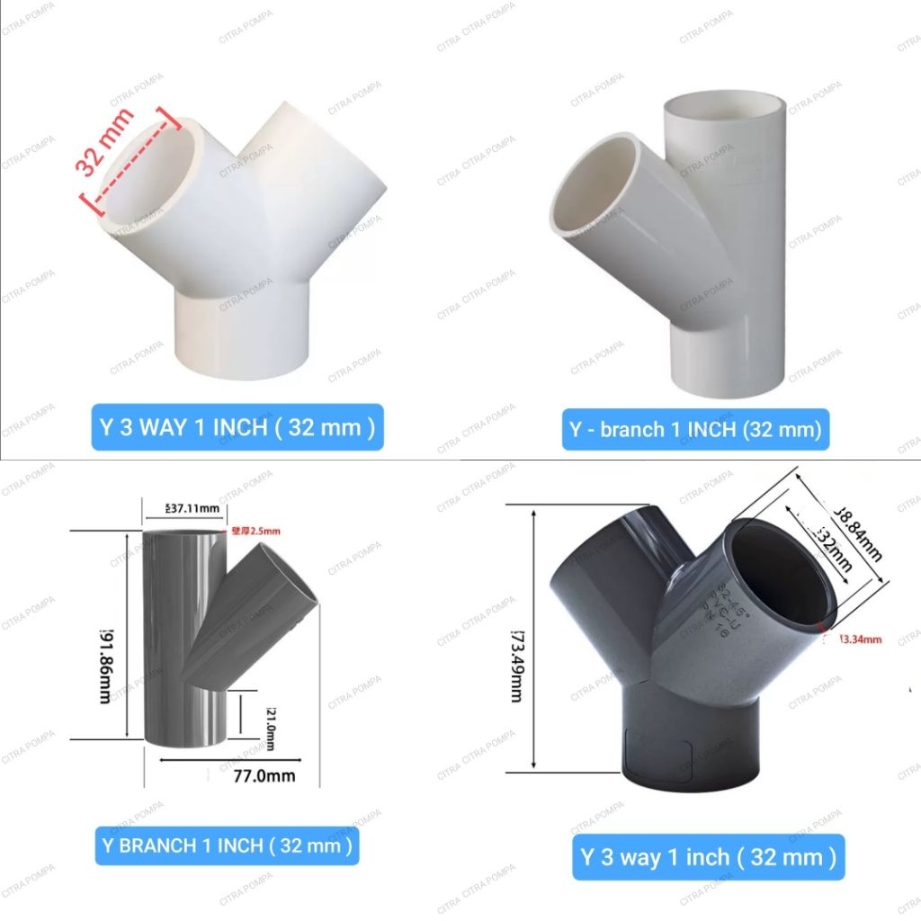 Y BRANCH 1 INCH (32 mm) Y 3 way 1 inch (32 mm)/ | Shopee Malaysia