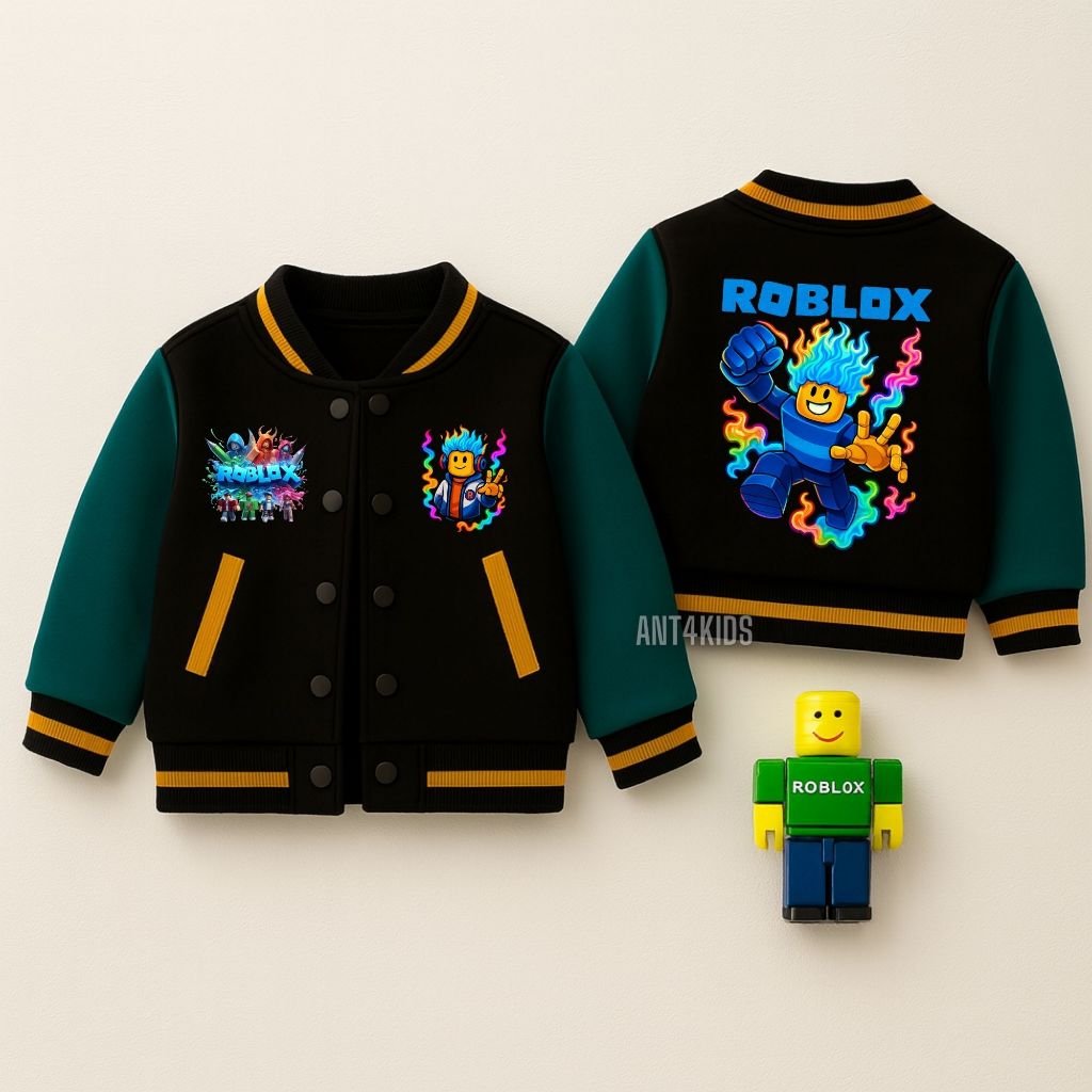 Trendy ROBLOX Kids Baseball Jacket | Sporty Varsity Hoodie Jacket for ...