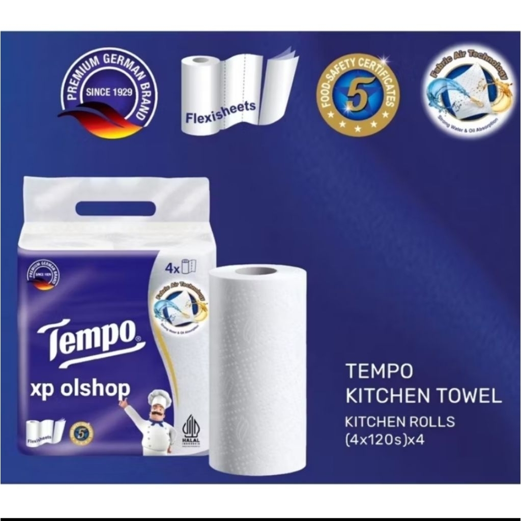 Tempo Kitchen Towels Premium Tissue Oil Absorbent Kitchen Tissue 4 ...
