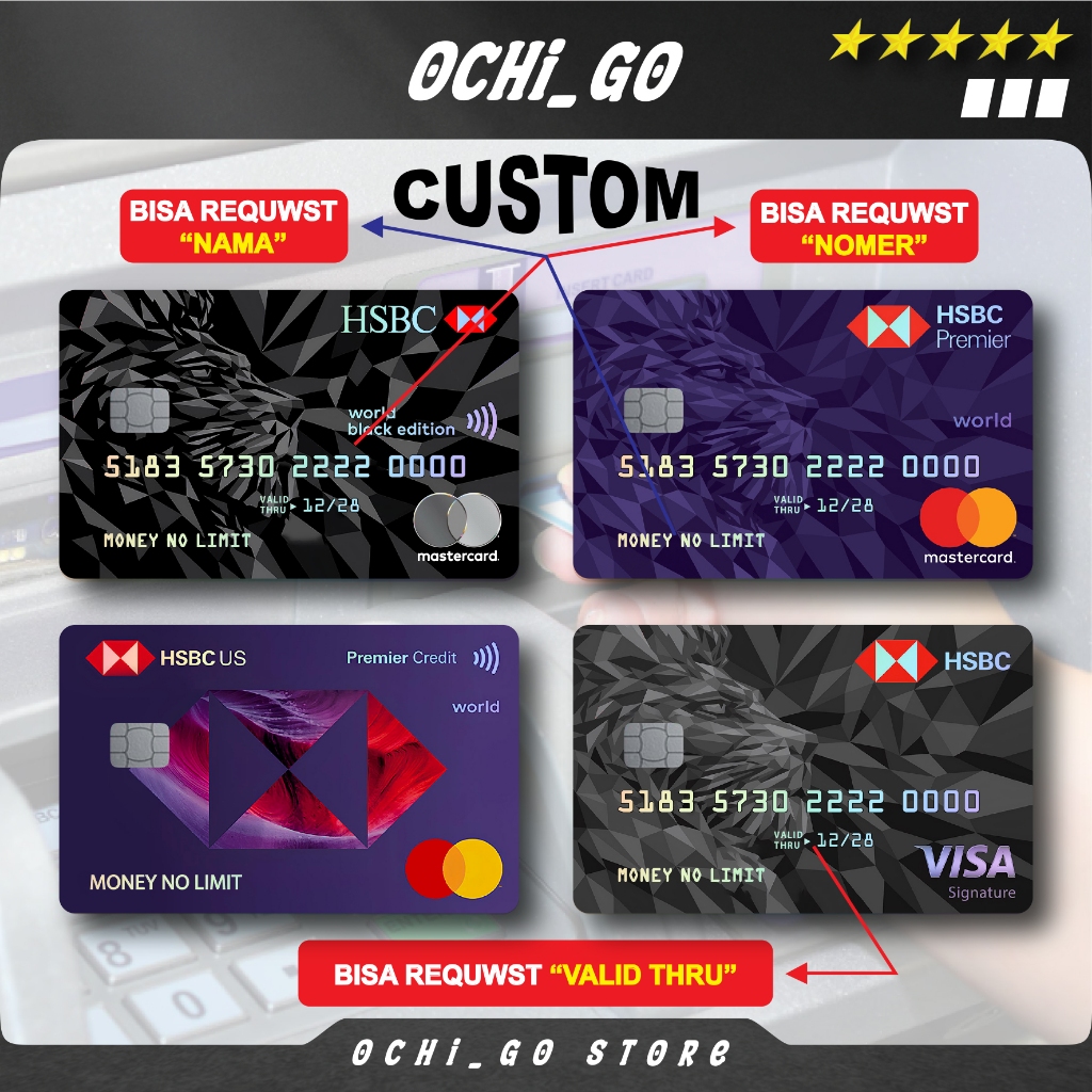 ATM Sticker Garskin Skin Card Custom Bank HSBC ATM Card Sticker Bca ...