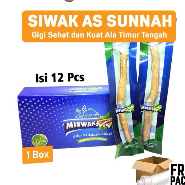 Miswak Sunnah Siwak 1 Box contains 12 pcs As Sunnah Miswak/ Al fazal ...