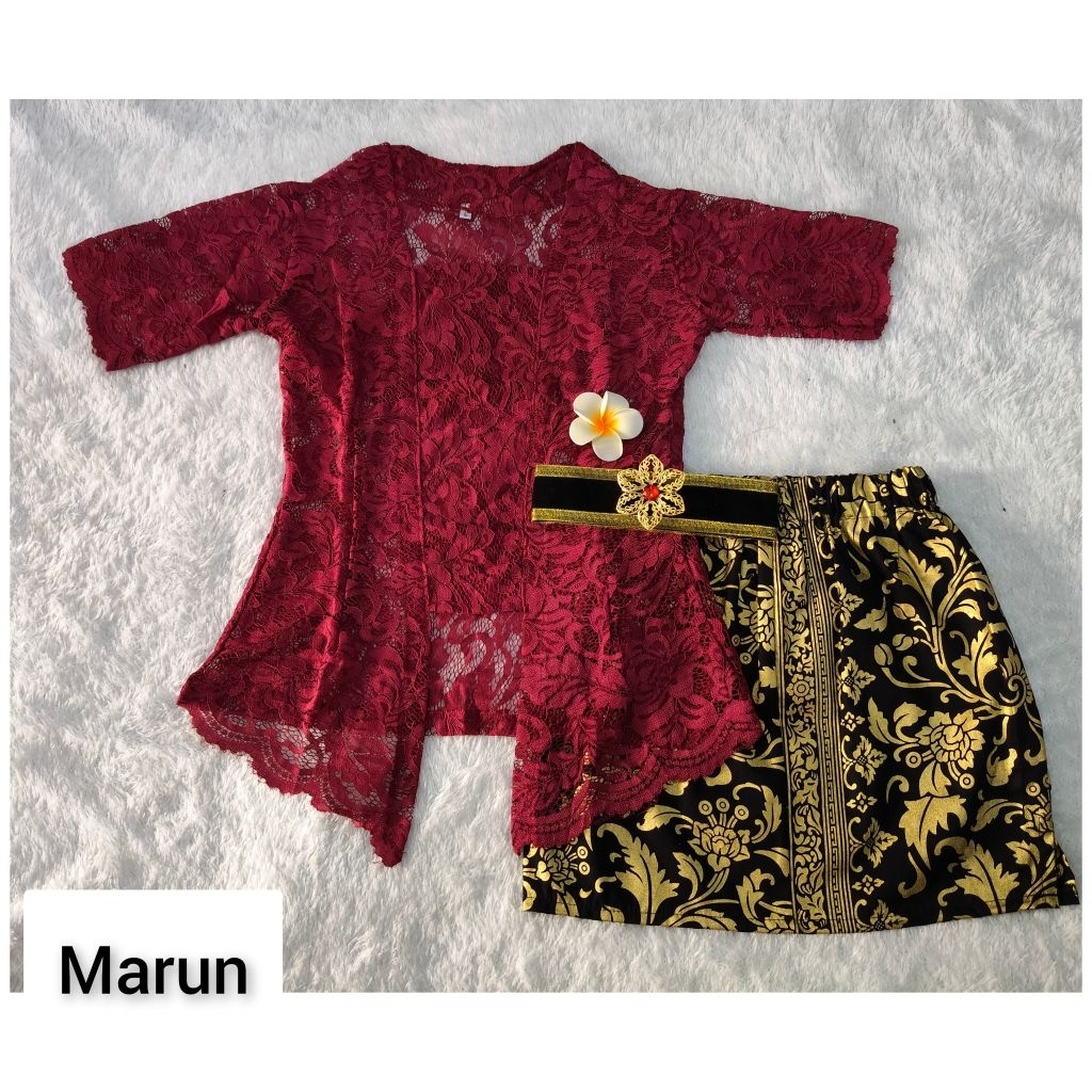 Sofia short kebaya set with gold lily mini skirt and modern kebaya obi ...