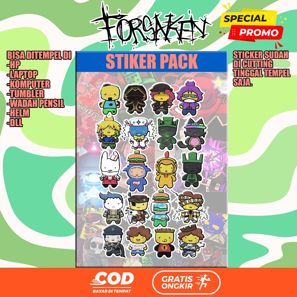 HP STICKER PACK CHARACTER STICKERS ALL FORSAKEN ROBLOX 20 PC PREMIUM ...