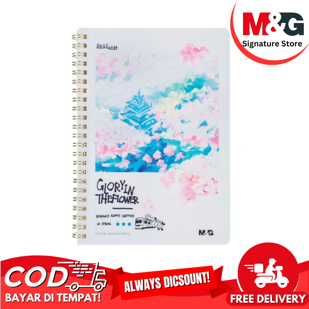 M&G Spiral Notebook A5 60 sheets Sakura Time Lined Notebook 60 Pages ...