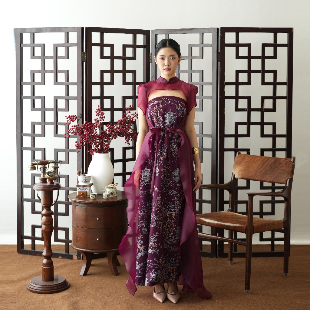 OFFICIAL CROI - Plume Set Dress in Maroon & Navy Blue / Chinese New ...