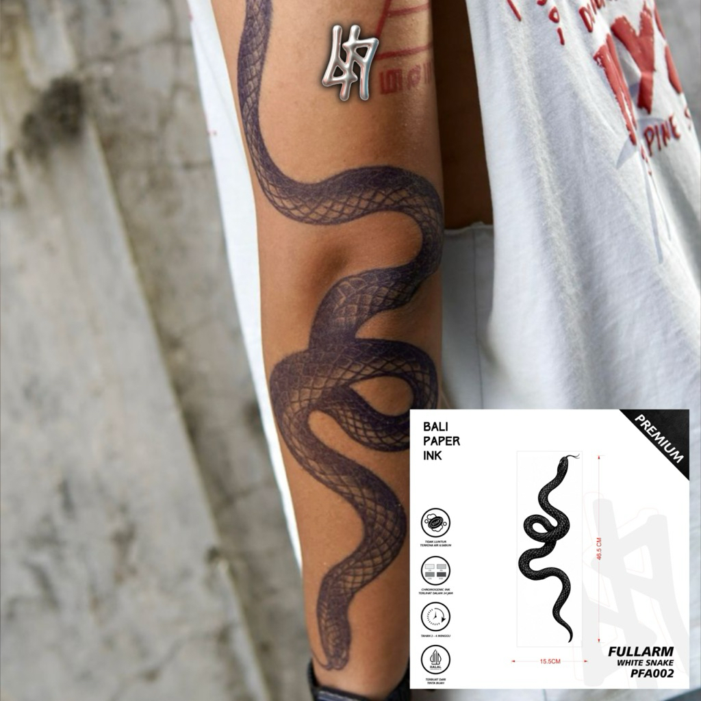 Bali Paper Ink PFA002 White Snake Fruit Ink Temporary Tattoo Premium ...