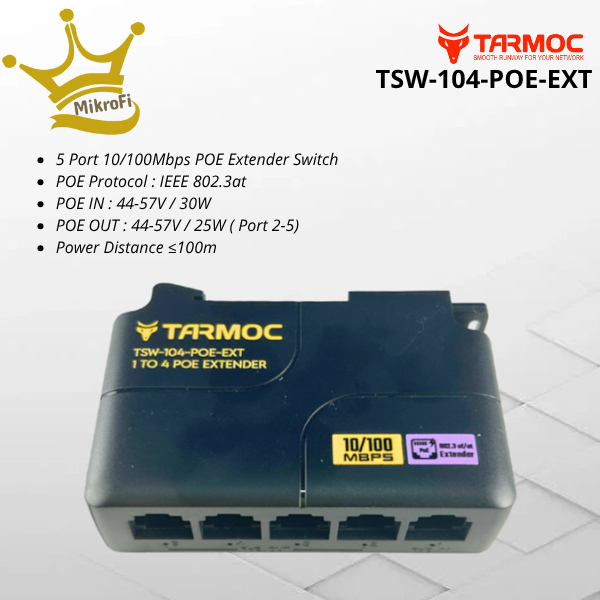 Tarmoc TSW-104/1004-POE-EXT IEEE802.3AF/AT 90W POE EXTENDER Switch 10/ ...