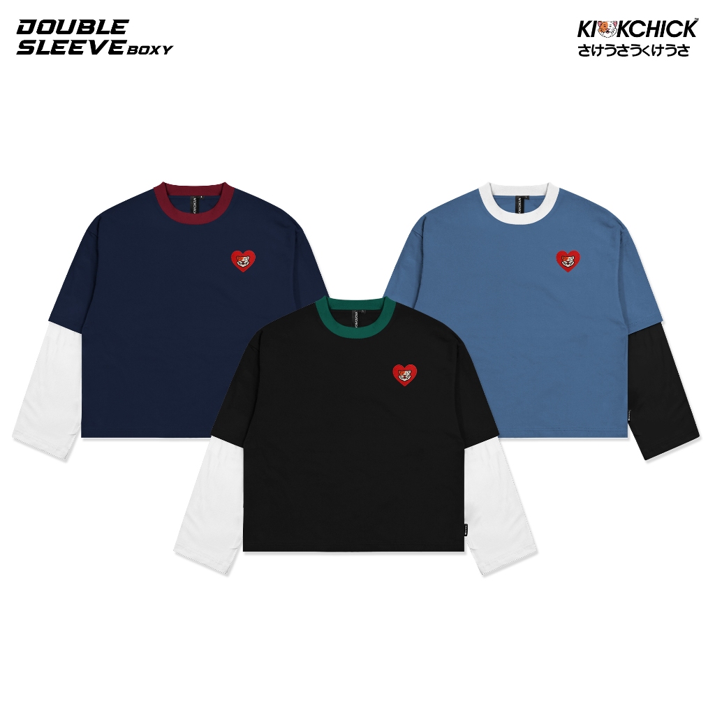 Kickchick Doublesleeve Boxy Logo Cat Love Embroidery | Embroidered Top ...
