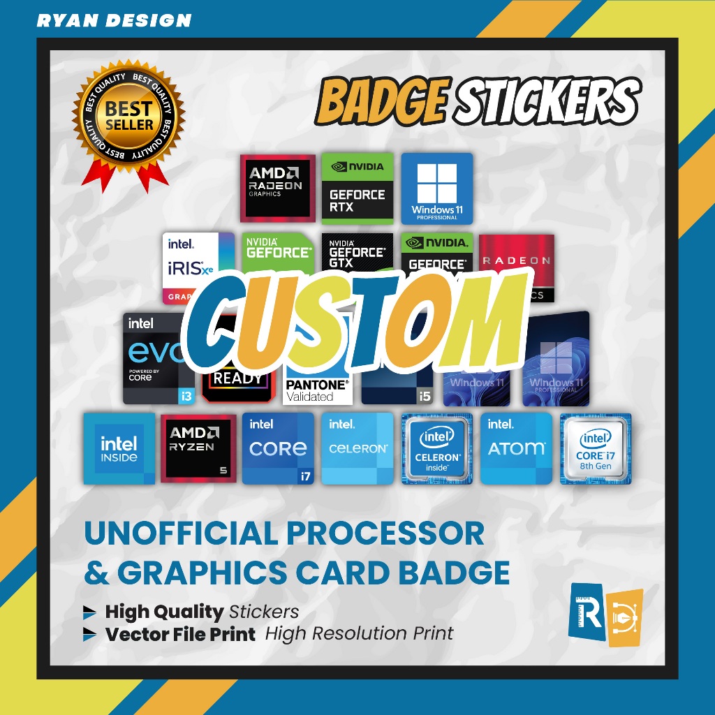 Custom Sticker Badge Logo Processor and Graphics Card (Unofficial ...