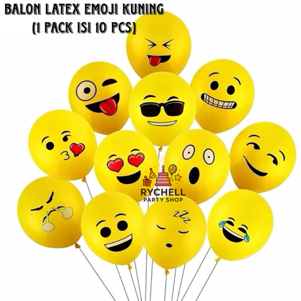 12 INCH YELLOW EMOJI LATEX BALLOONS | YELLOW EMOTICON LATEX BALLOONS ...