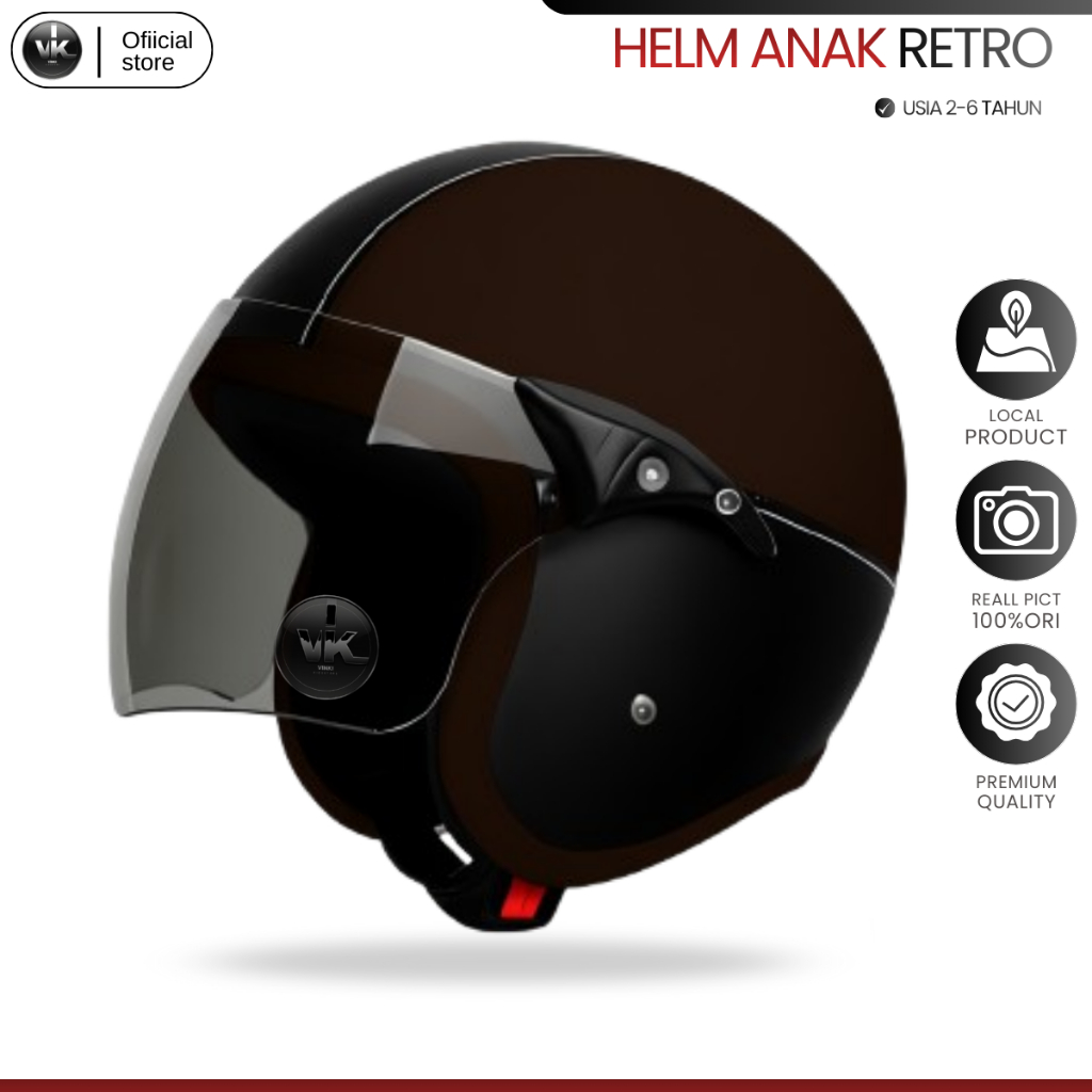 RETRO FULL FACE MOTORCYCLE HELMET FOR CHILDREN AGES 2 3 4 5 6 7 YEARS ...